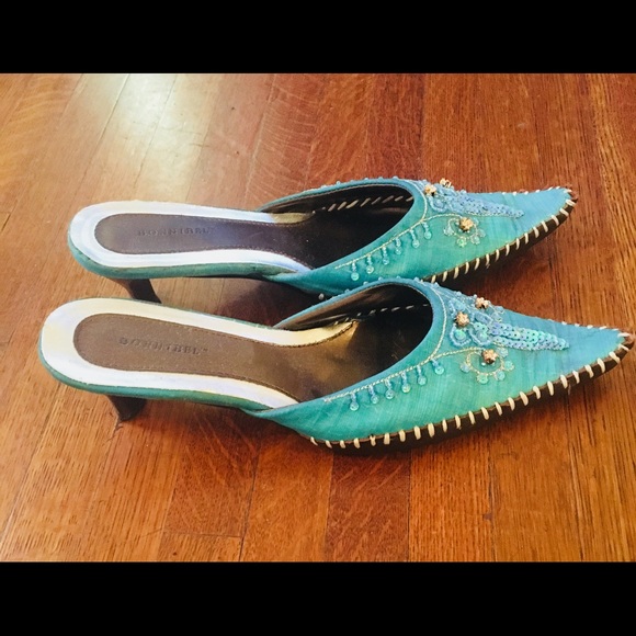 Bonnibel | Shoes | Bonnibell Beaded Turquoise Slingback Ladies Shoes ...